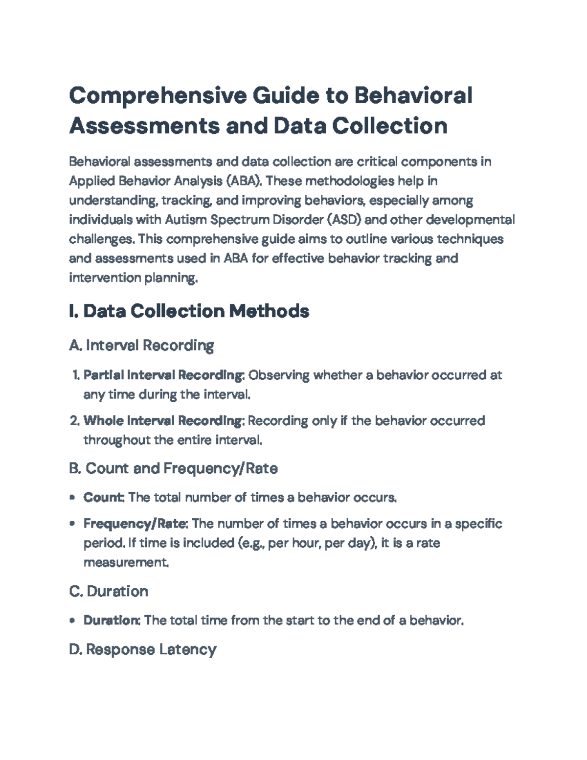 Comprehensive Guide to ABA Assessments and Data Collection Techniques ...