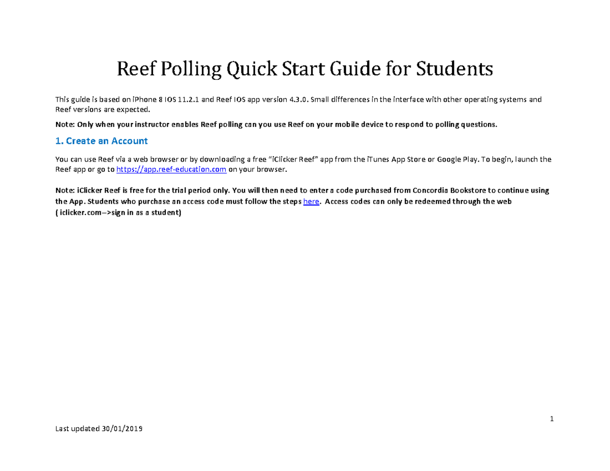 Quick Start Guide for Students updated 2019-01-30 - 1 Reef Polling ...