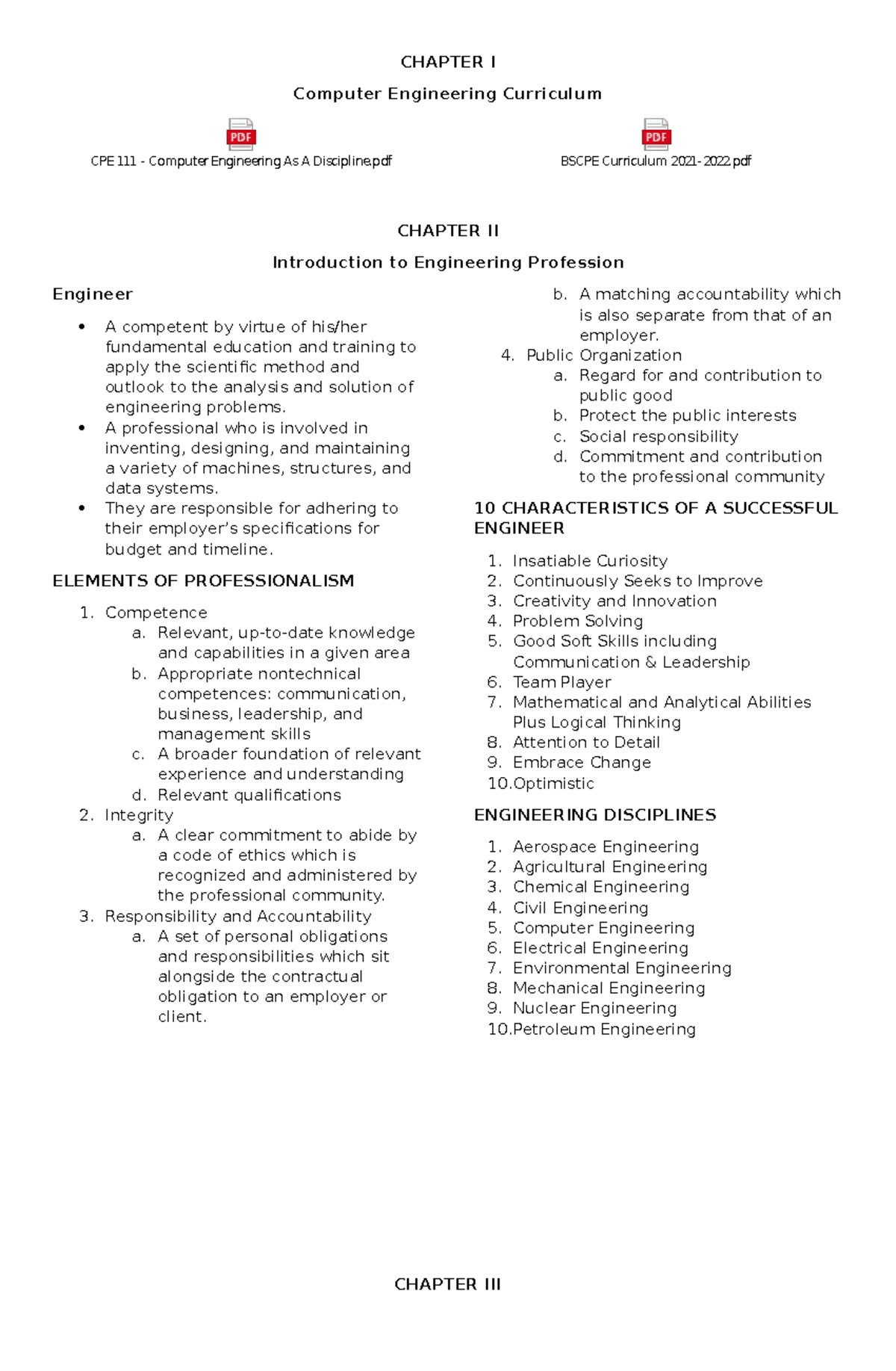 CPE111 - Computer Engineering as a Discipline - A professional who is ...