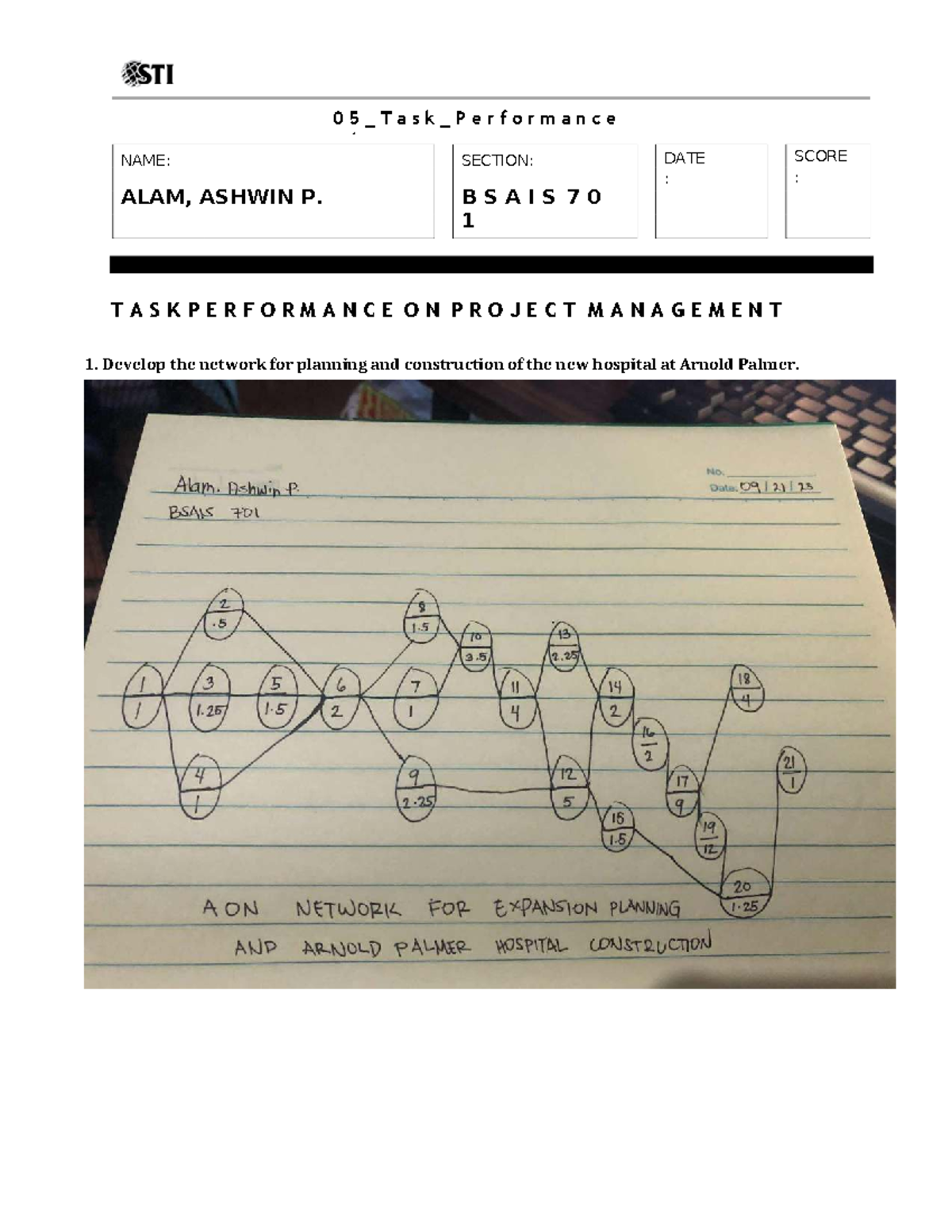 BSAIS 70: Task Performance 1 - Project Management Analysis - Studocu