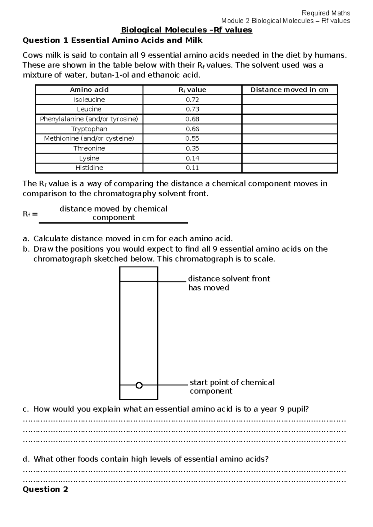 Bio Molecules: Essential Amino Acids & Rf Values (Module 2) - Studocu
