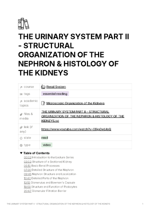 THE Urinary System PART I - Gross Anatomical Structure AND Functions OF ...