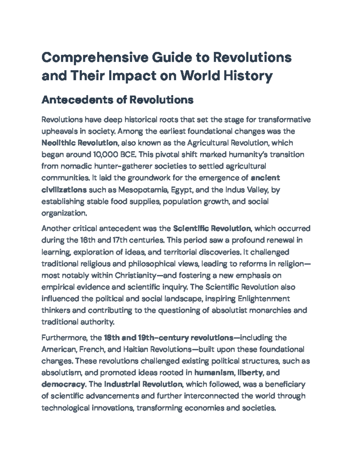 Comprehensive Guide to Political and Industrial Revolutions (HI101 ...