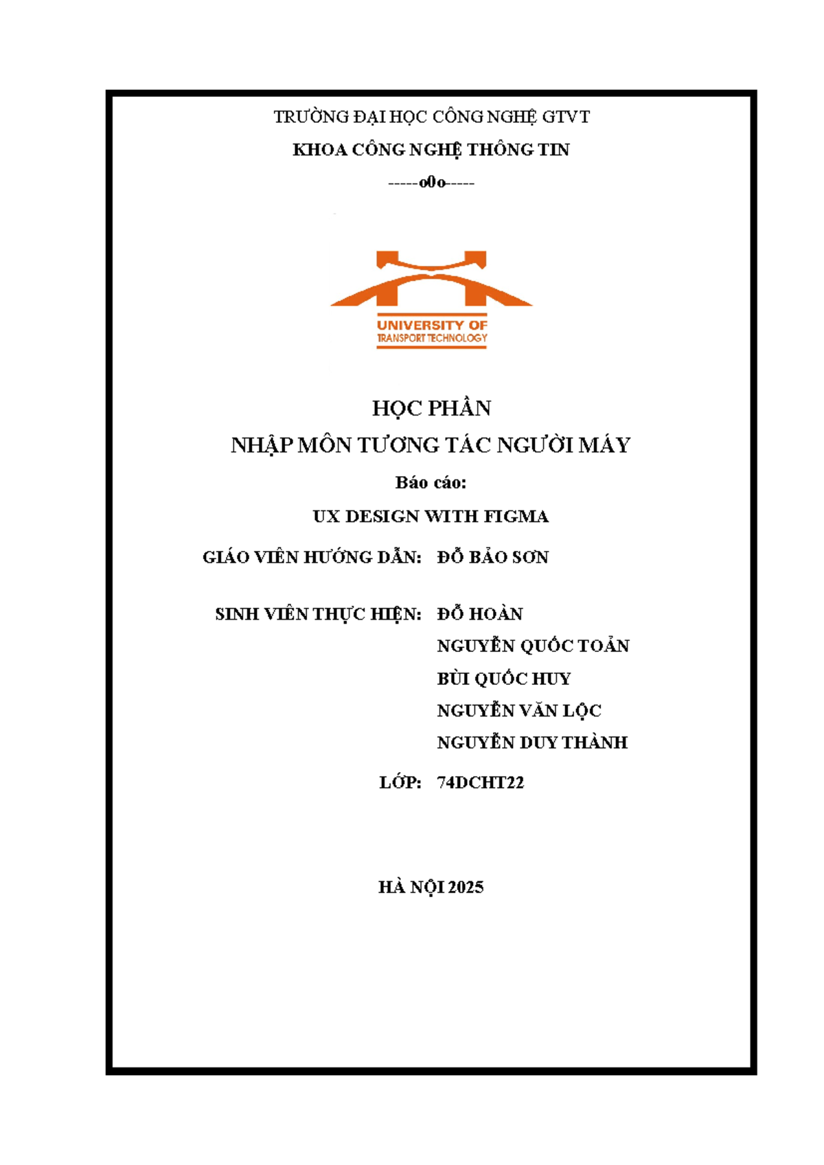 Báo cáo: Thiết Kế UX Với Figma - Học Phần Nhập Môn Tương Tác Người Máy ...