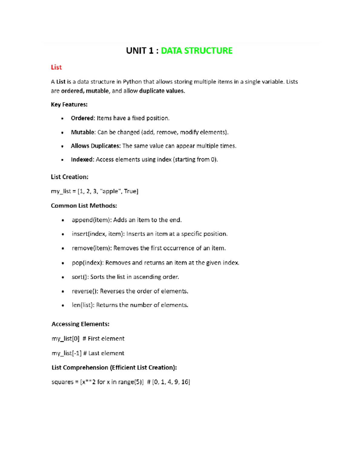 UNIT 1: DATA STRUCTURES & UNIT 2: OPERATING SYSTEMS Overview - Studocu