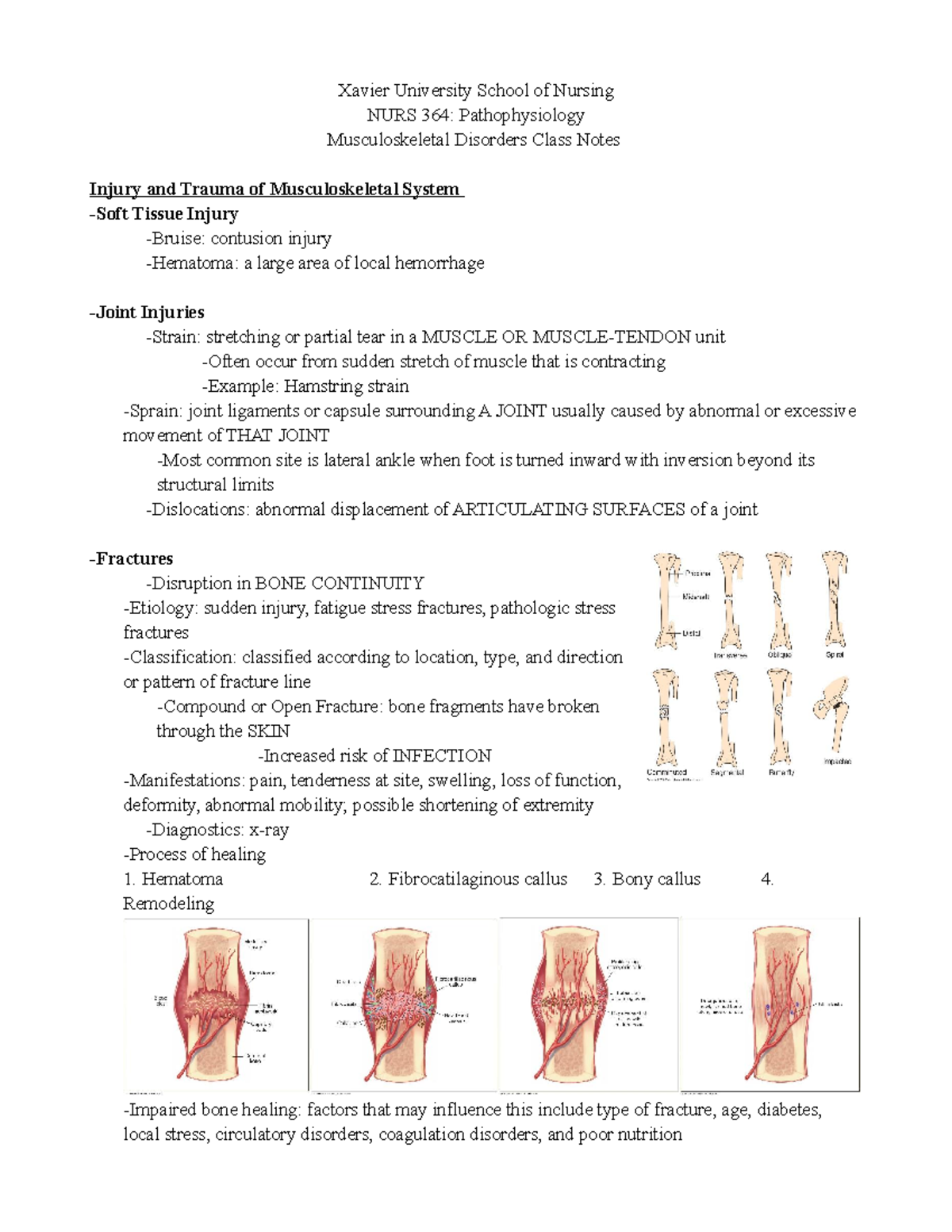 NURS 364: Musculoskeletal Disorders Lecture Notes - Studocu