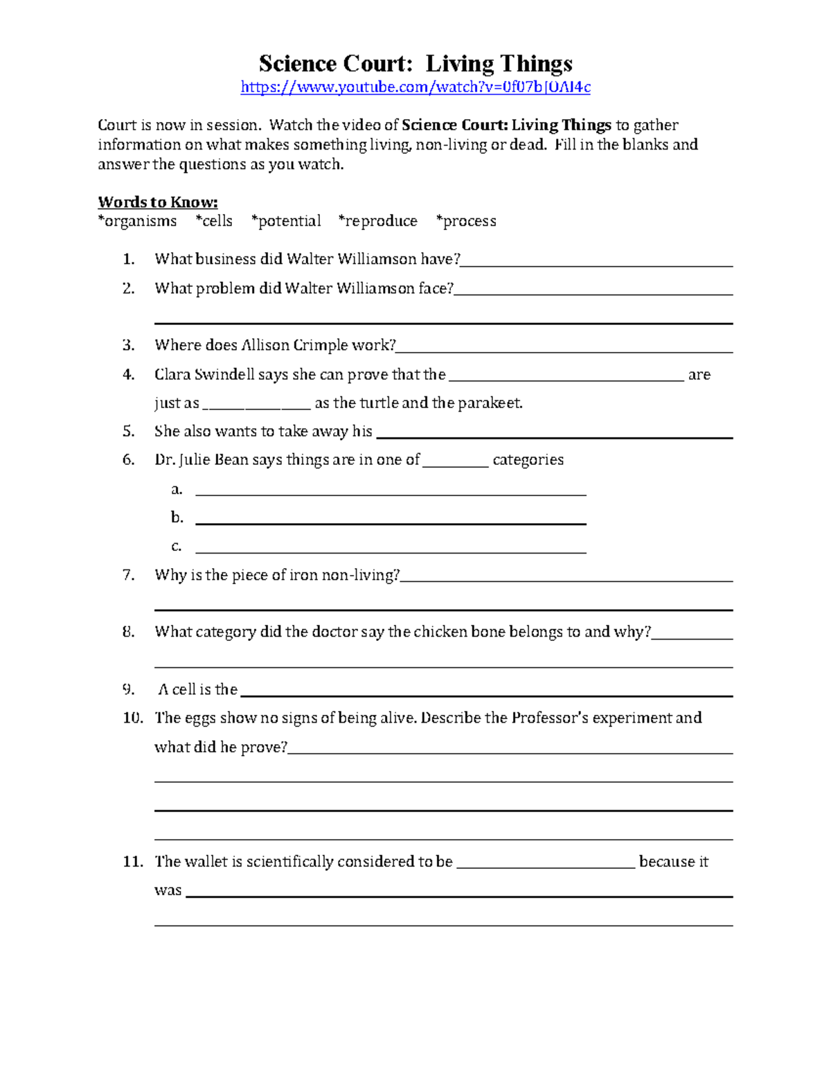 Science court- living things - Science Court: Living Things youtube ...