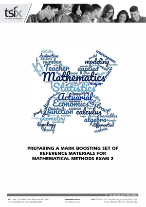VCE Mathematical Methods 2 NHT Sample Answers & Comments Report - Studocu