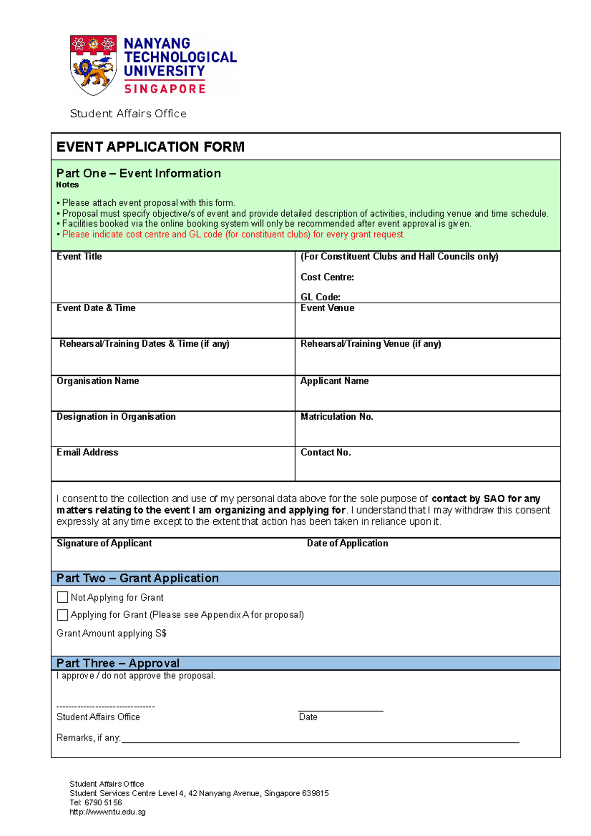 SAO Event Application Form & Grant Request Guidelines - Studocu