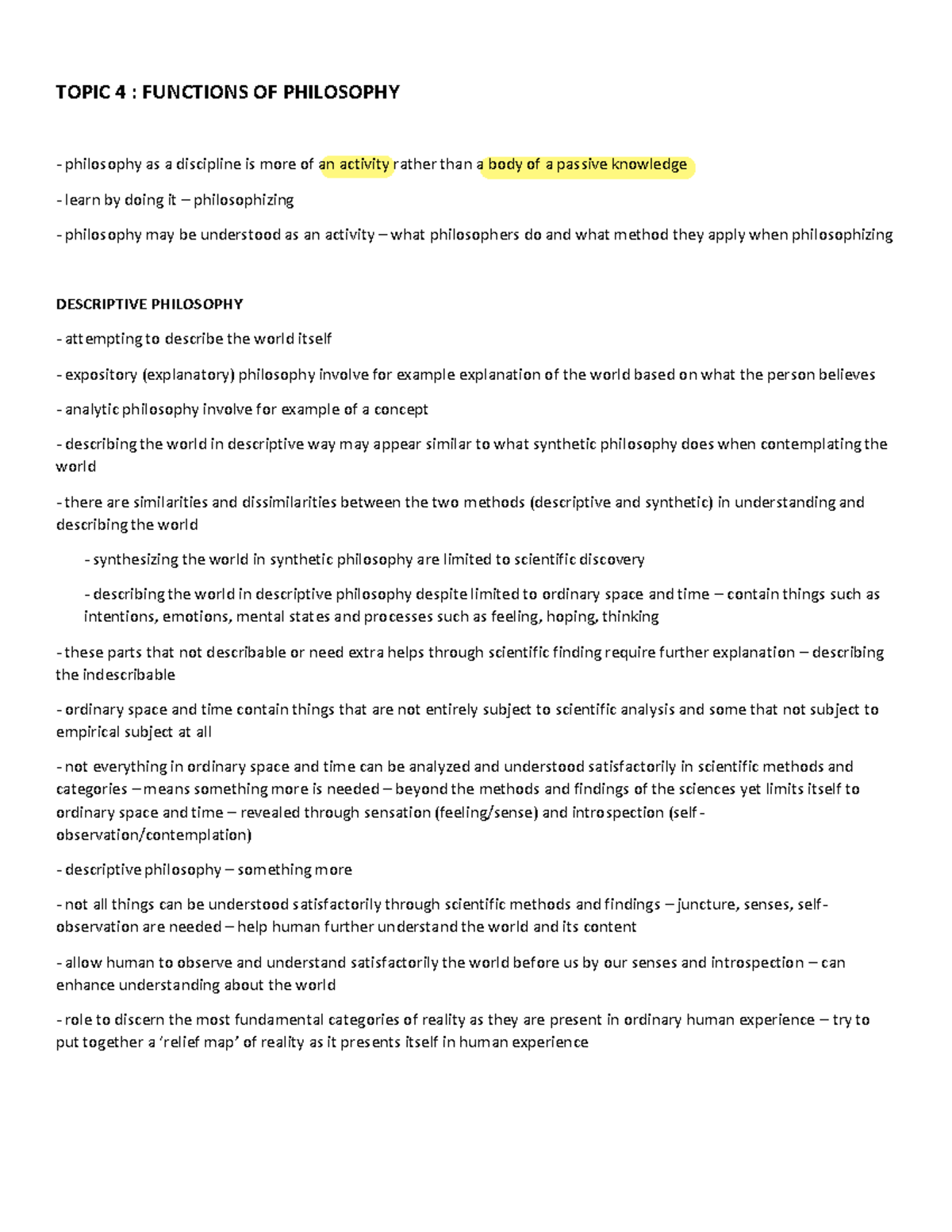 Functions of Philosophy: Descriptive, Speculative, and Analytical ...