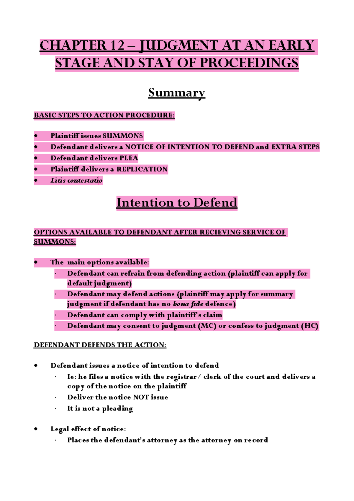 Civil Procedure Chapter 12 - Early Judgment and Stay of Proceedings - Studocu