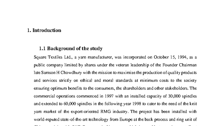 Square Textiles Ltd. Case Study: Financial Analysis & Insights - Studocu