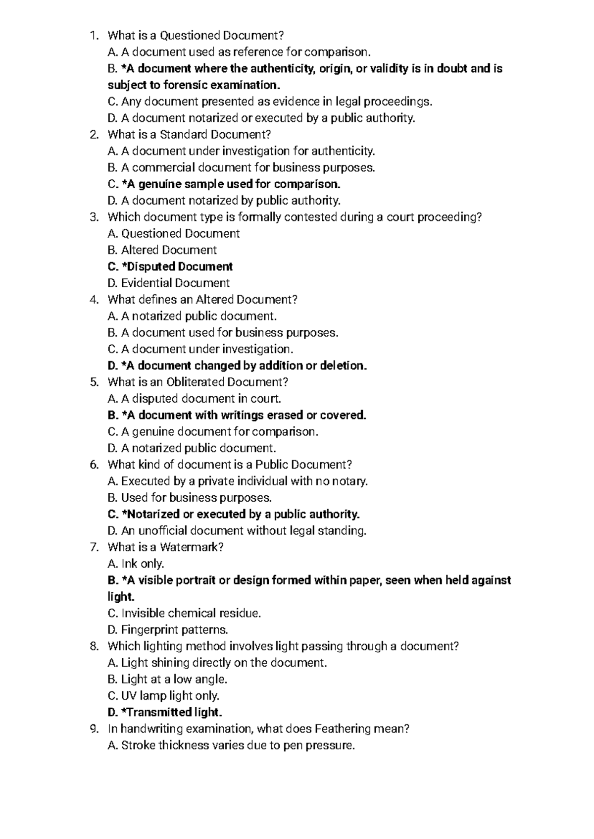 Forensic Document Examination Review (Course Code: FDE 101) - Studocu