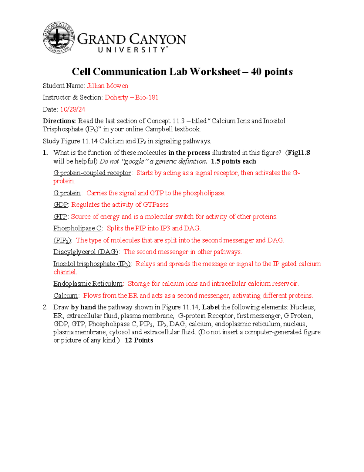 BIO-181L F22 Cell Communication Wksht - Cell Communication Lab ...