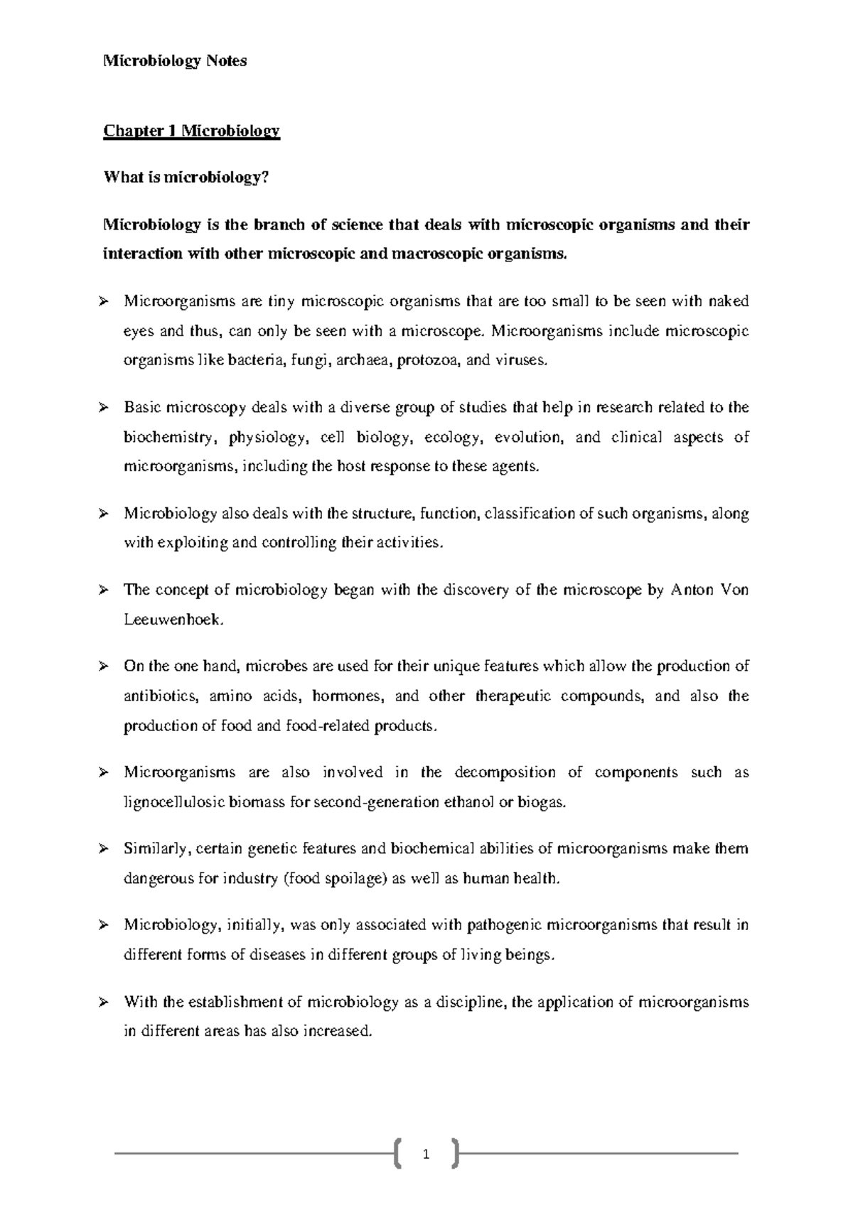 Microbiology Notes - Chapter 1 Microbiology What is microbiology ...