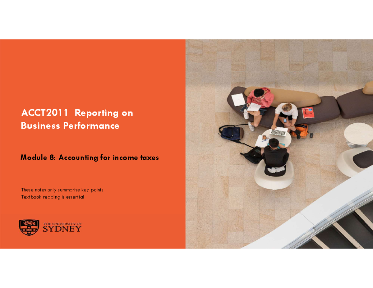 ACCT2011 Module 8: Key Points on Income Tax Accounting - Studocu