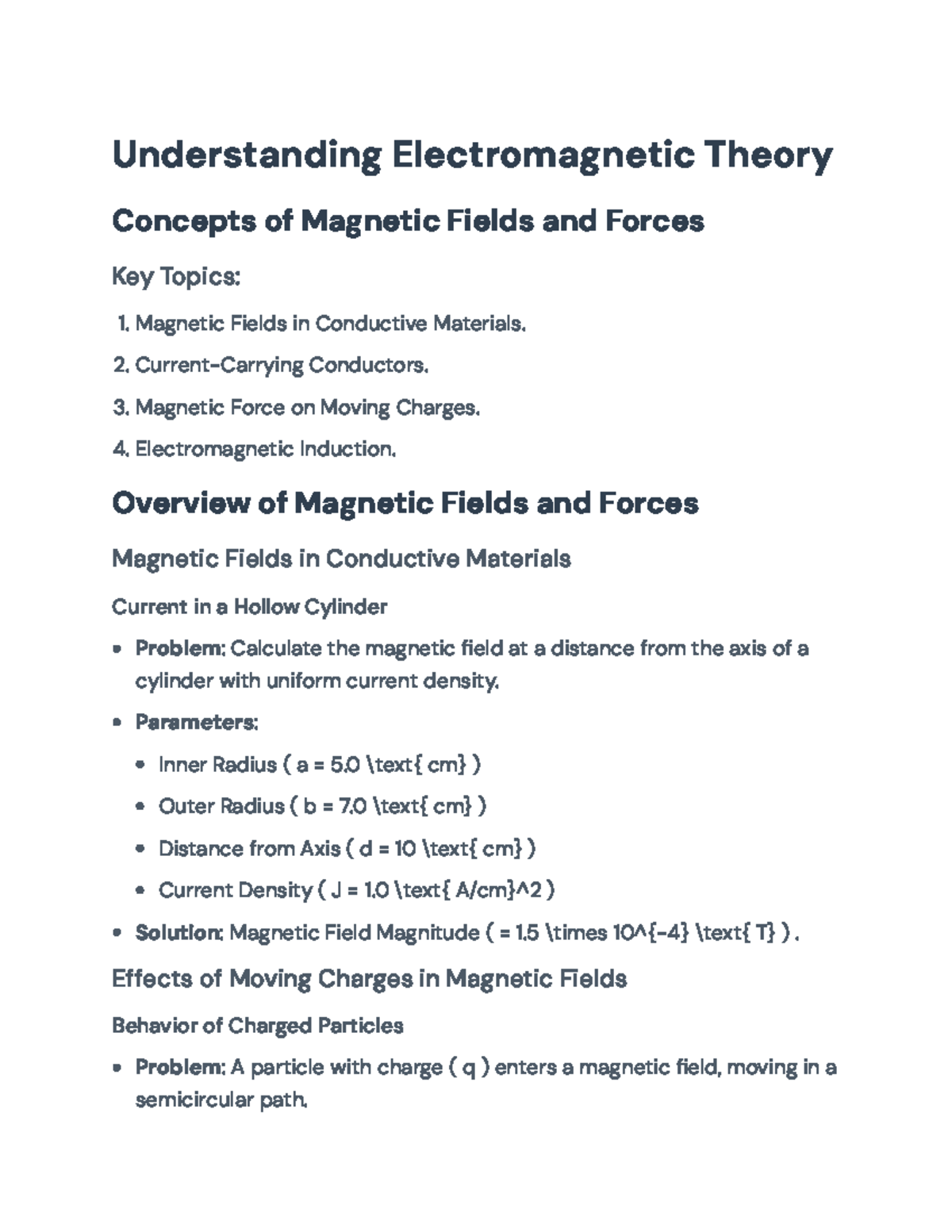 Electromagnetic Theory Concepts: Magnetic Fields and Forces Overview - Understanding ...