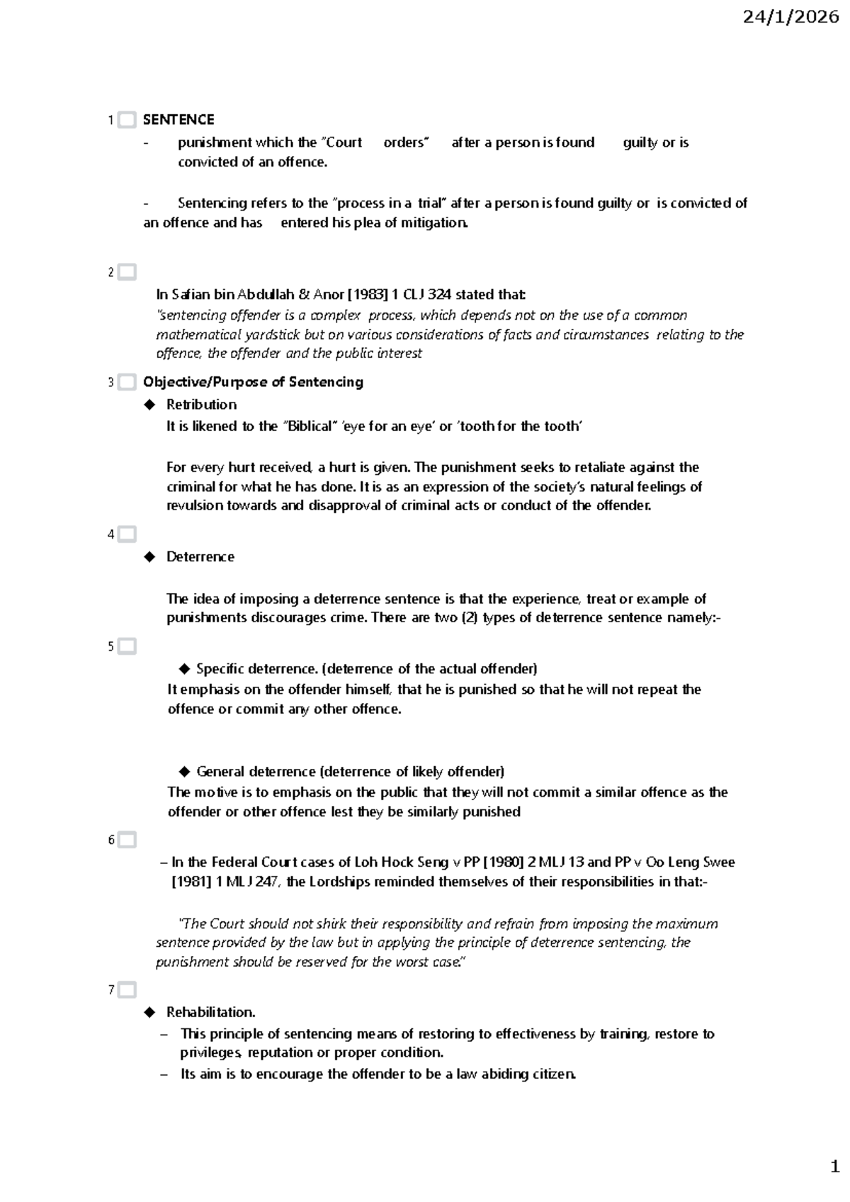 1 SENTENCE: Understanding the Principles of Sentencing in Law - Studocu