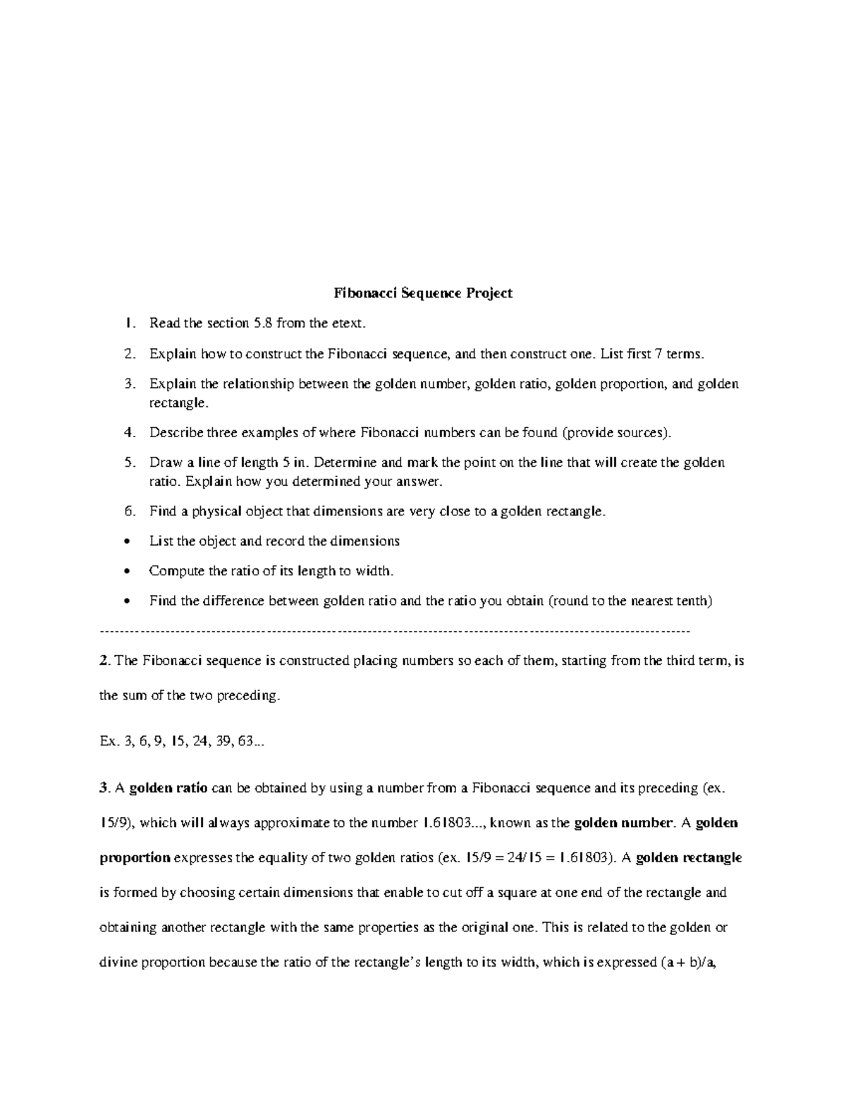 Fibonacci Sequence Project: Understanding Patterns and Golden Ratio ...