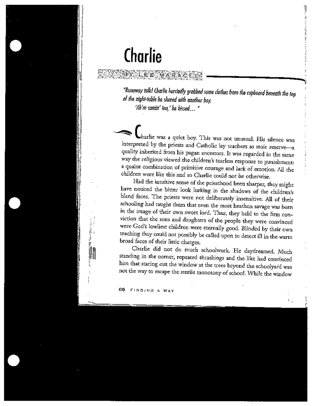 Charlie Wenjack: A Study of Lee Maracle's Narrative in Context - Studocu