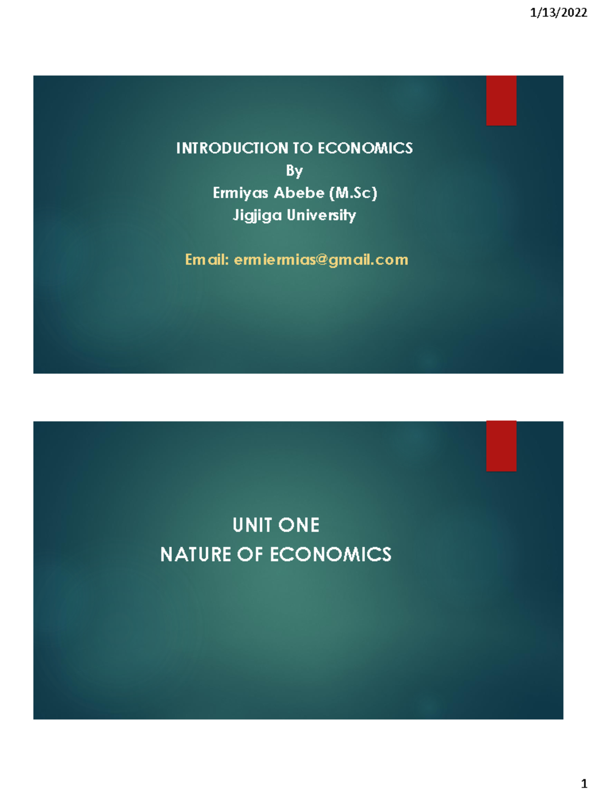 Freshman ECO 101-103: Introduction to Economics Study Notes - Studocu