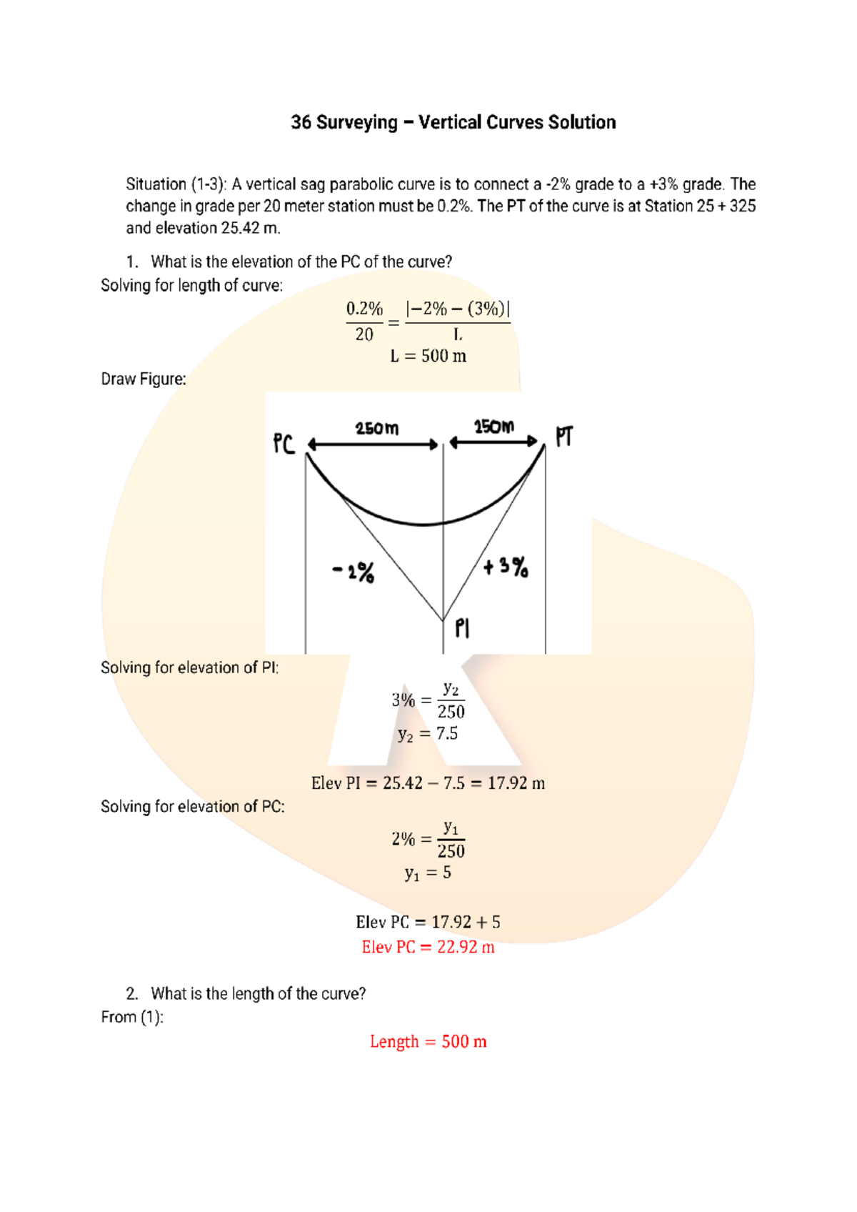 36 Surveying - Solutions for Vertical Curves in Various Scenarios - Studocu
