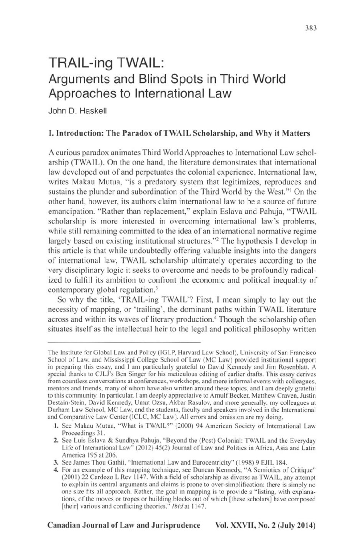 Trailing Twail arguments and b - 383 TWAIL: Arguments and Blind Spots ...
