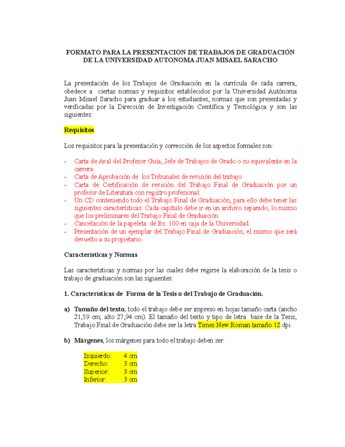 Formato Tesis, GUIA PARA ELABORACION DE TESIS - FORMATO PARA LA ...