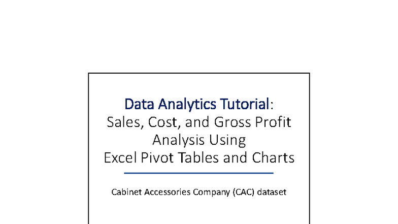 ADMS2500 Data Analytics: Sales & Profit Analysis with Excel - Studocu