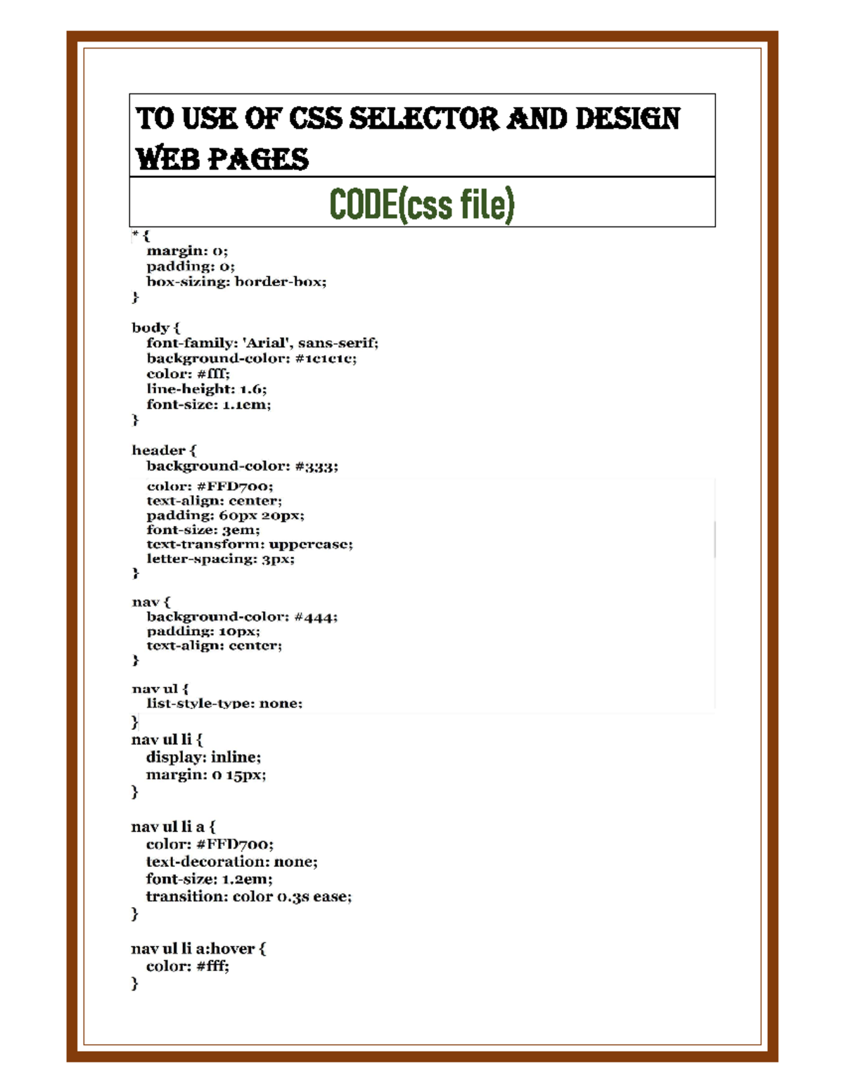 UUUU - It’s a lecture notes - TO USE OF CSS SELECTOR AND DESIGN WEB ...