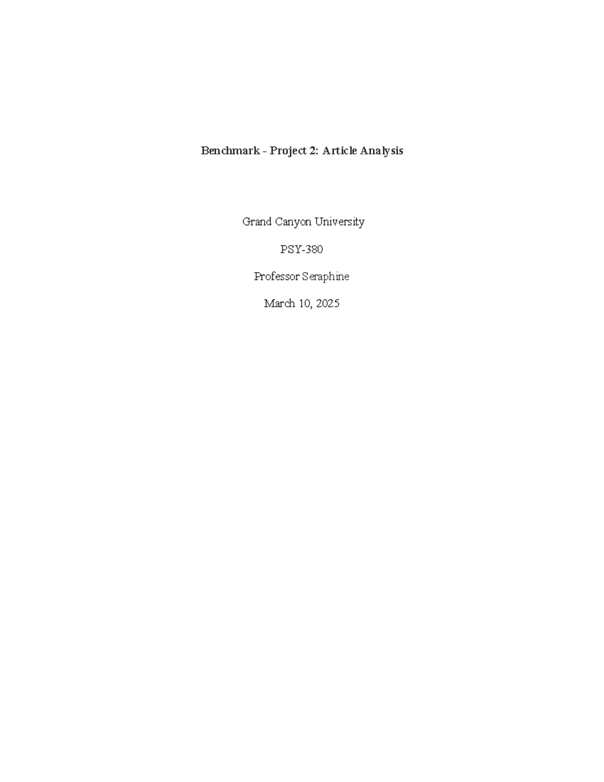 Benchmark - Project 2 Article Analysis-2 - Benchmark - Project 2: Article Analysis Grand Canyon ...