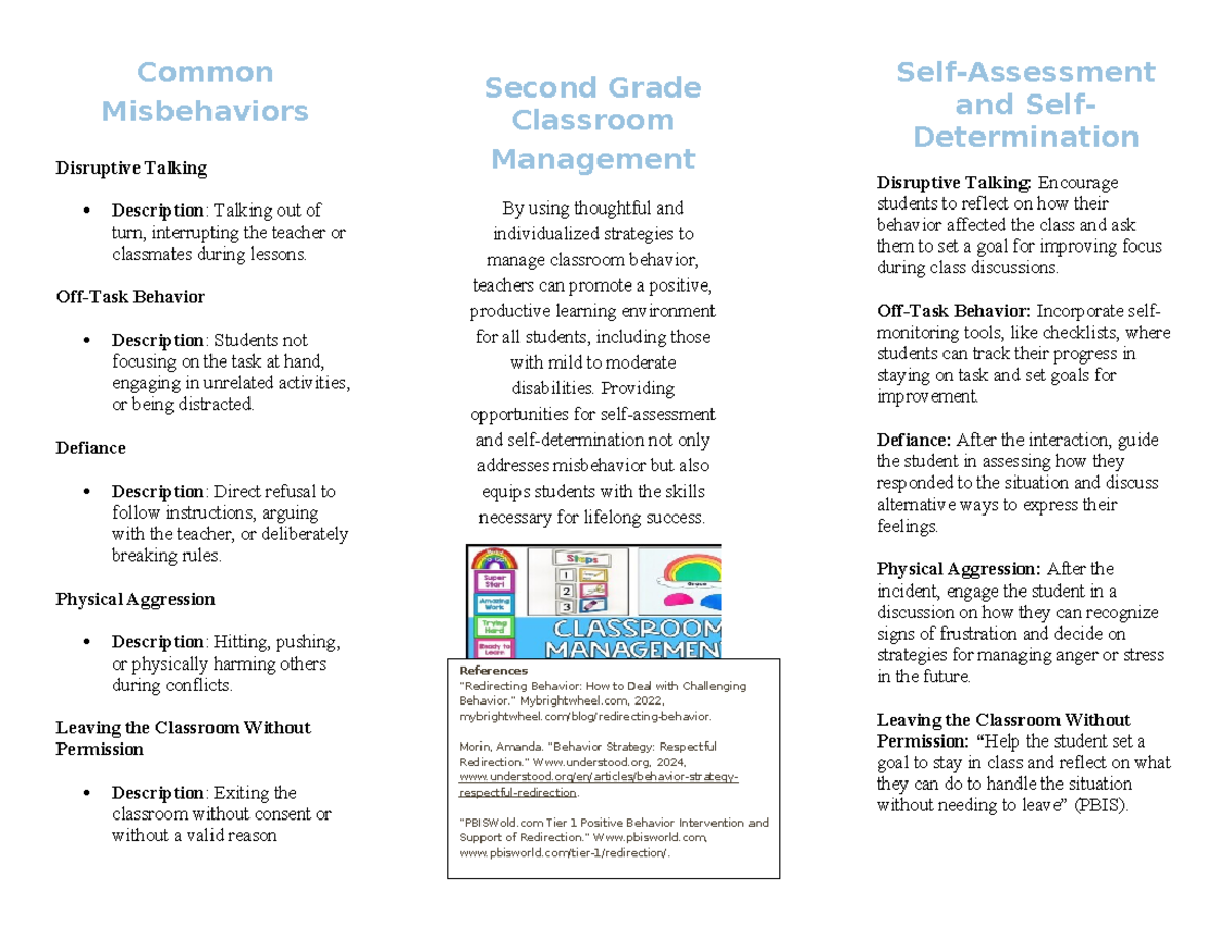 GCU Topic 5 Brochure - Child behavior management - Common Misbehaviors ...