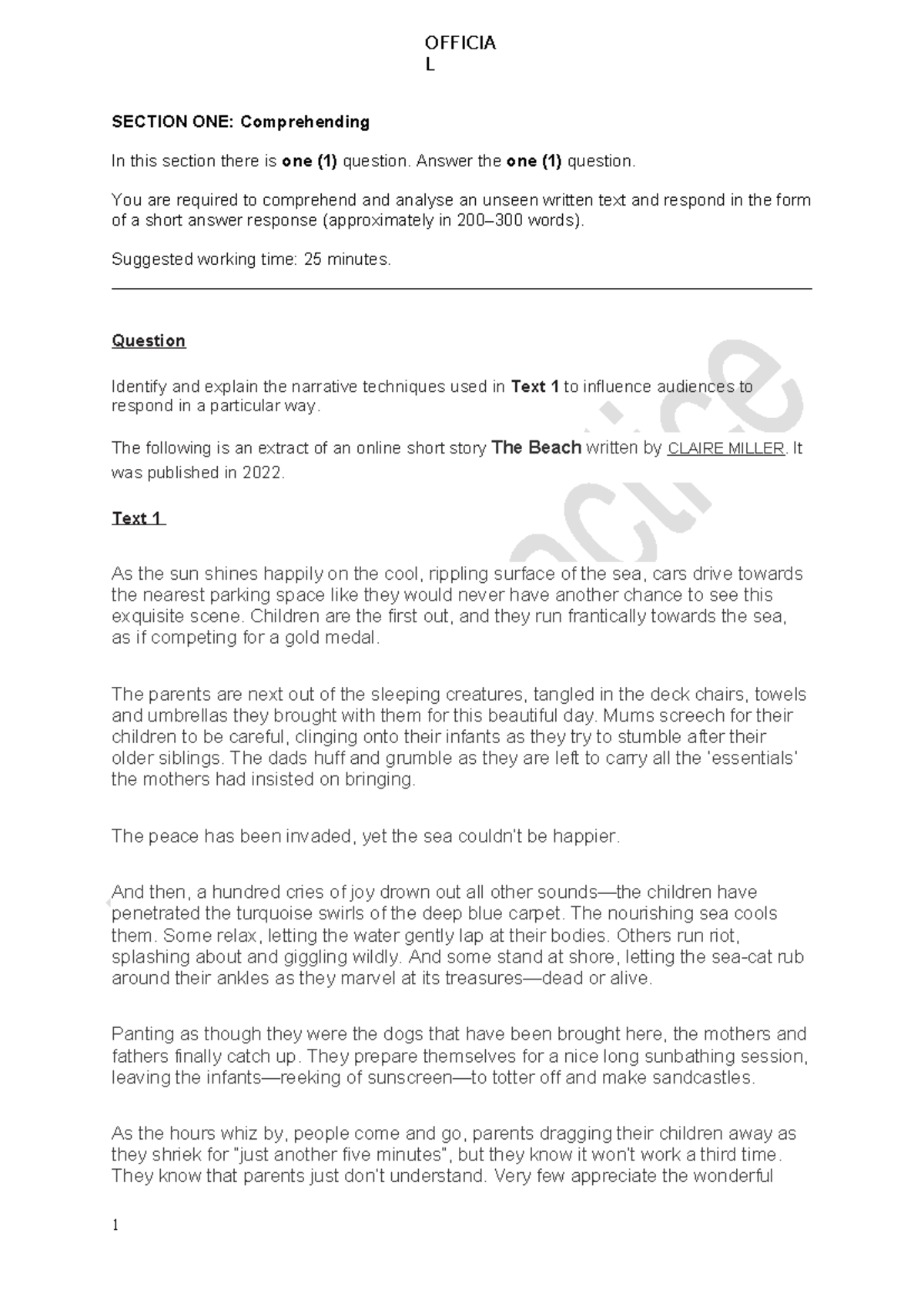 Practice Exam 2026: Analyzing Narrative Techniques in Texts 1 & 2 - Studocu