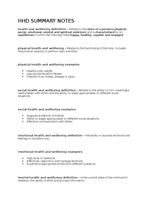 Health Human Development Unit 1 2 Notes Health And Human