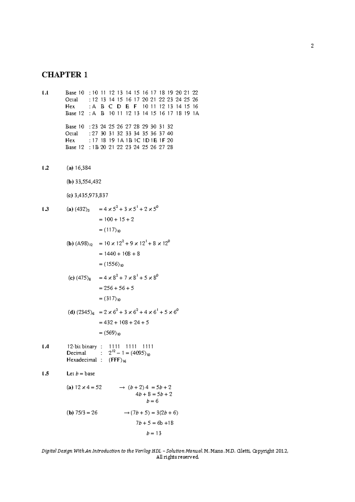 Exercises Solution Chapter 1 Digital Design With An Introduction To The Verilog Hdl Solution