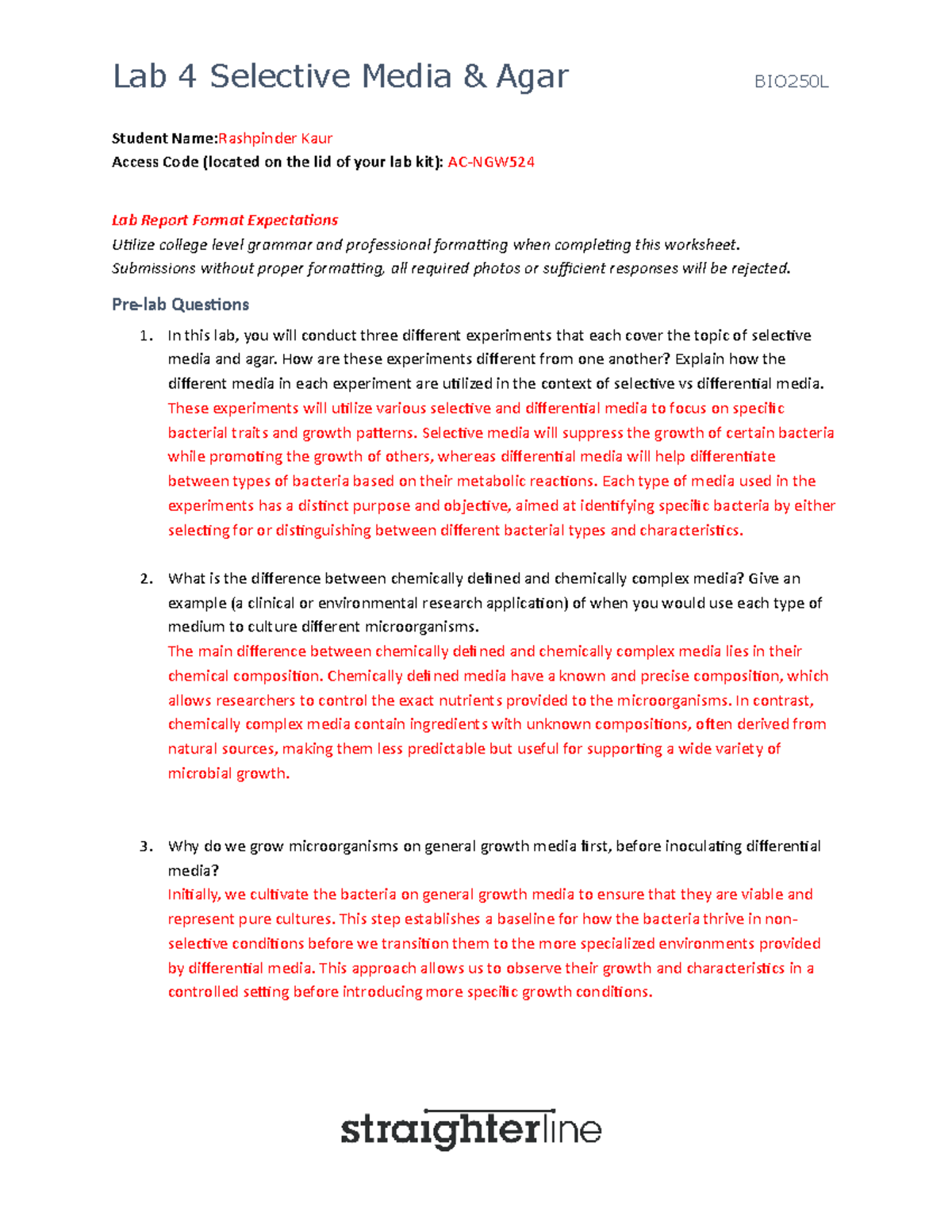 Lab 4: Selective Media Agar Analysis and Observations - BIO250 - Studocu