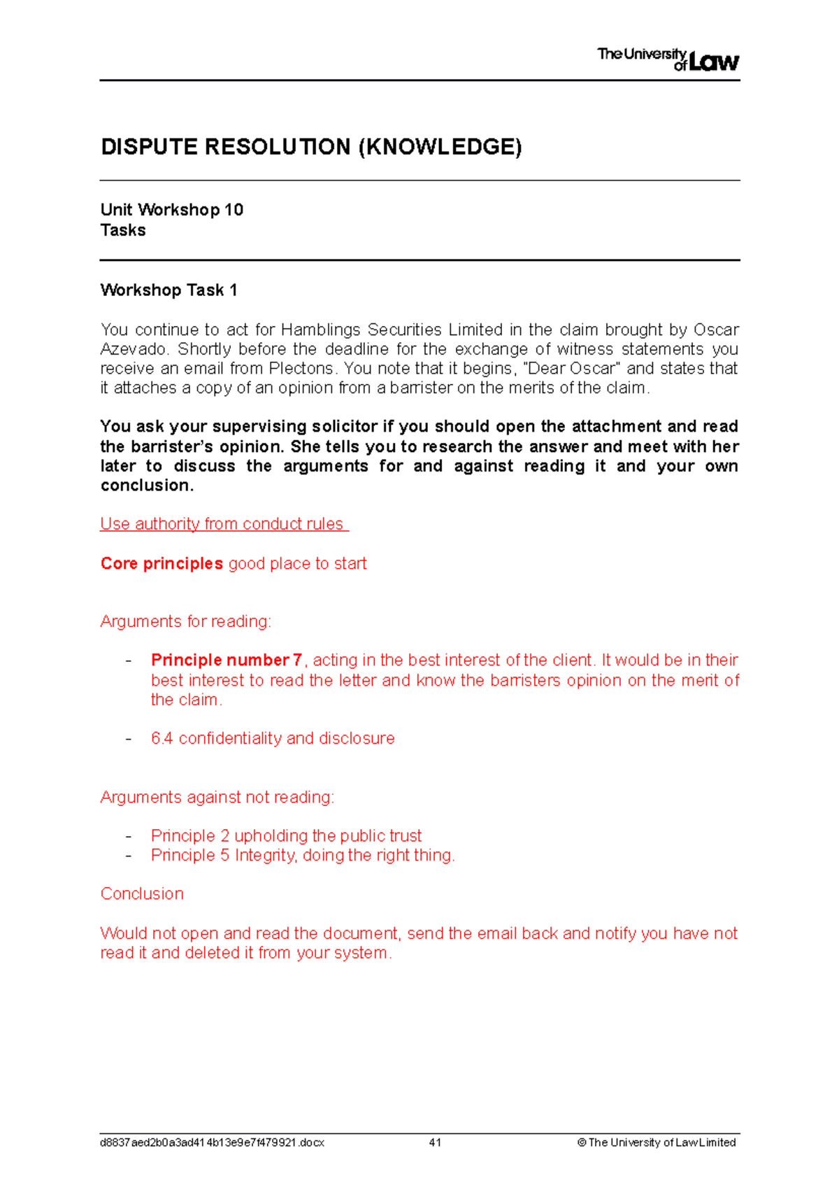 Unit Workshop 10 - Key Insights on Witness Statement Drafting - Studocu