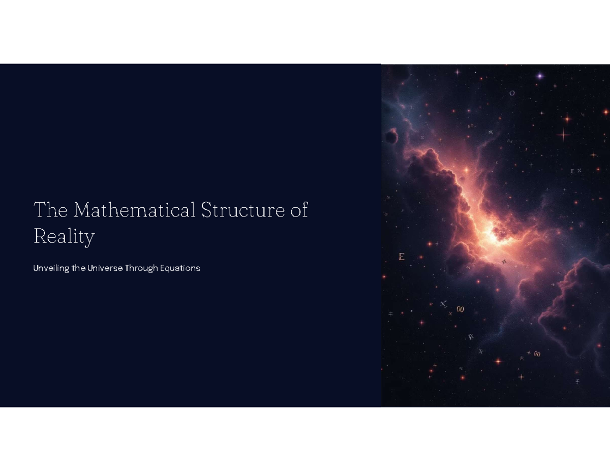 L1: The Mathematical Structure of Reality - Exploring Nature's ...