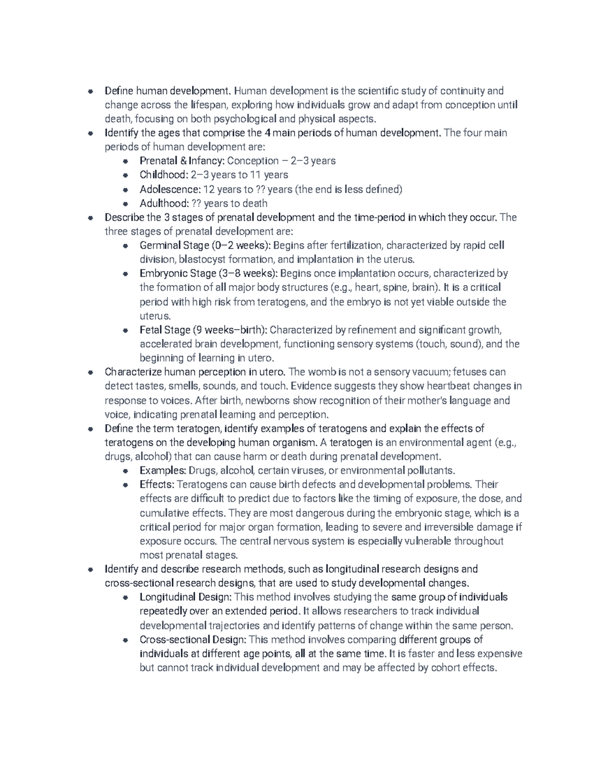 Human Development Overview: Key Stages and Concepts (PSYA02) - Studocu