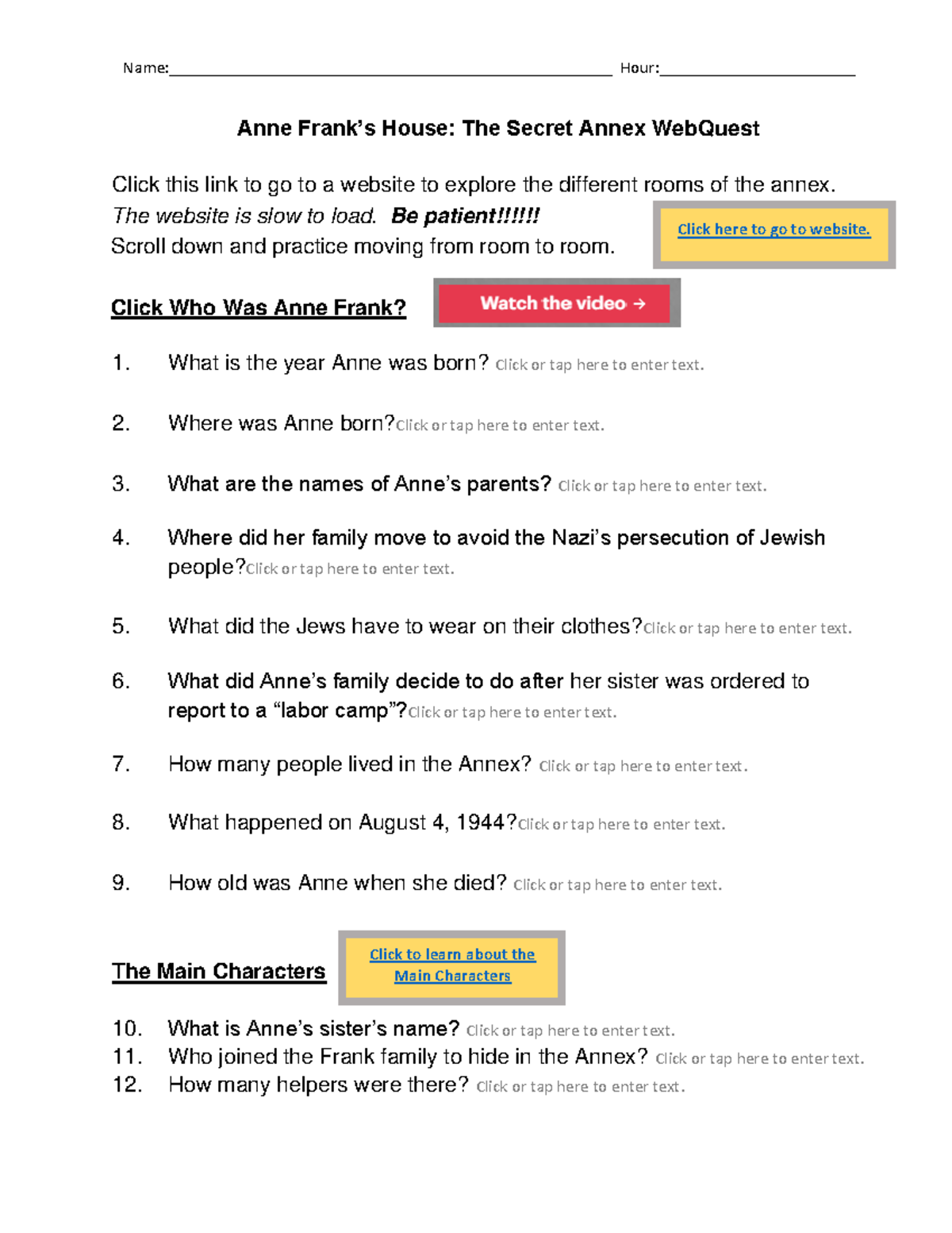 2+Anne Franks Secret Annex Scavenger Hunt Webquest - Anne Frank’s House ...
