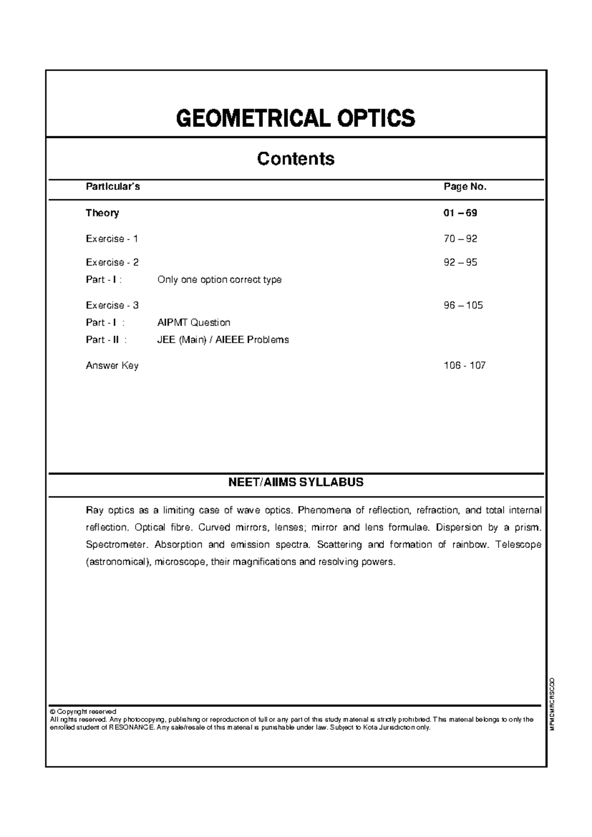 Geometrical Optics Study Notes for MPMDMRCRSCGO - Studocu