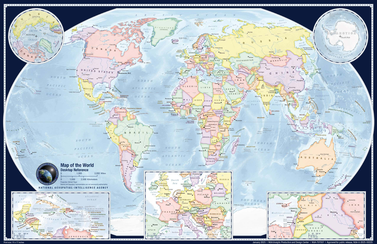 NGA World Map 2025: Geospatial Reference (11x17) - Studocu