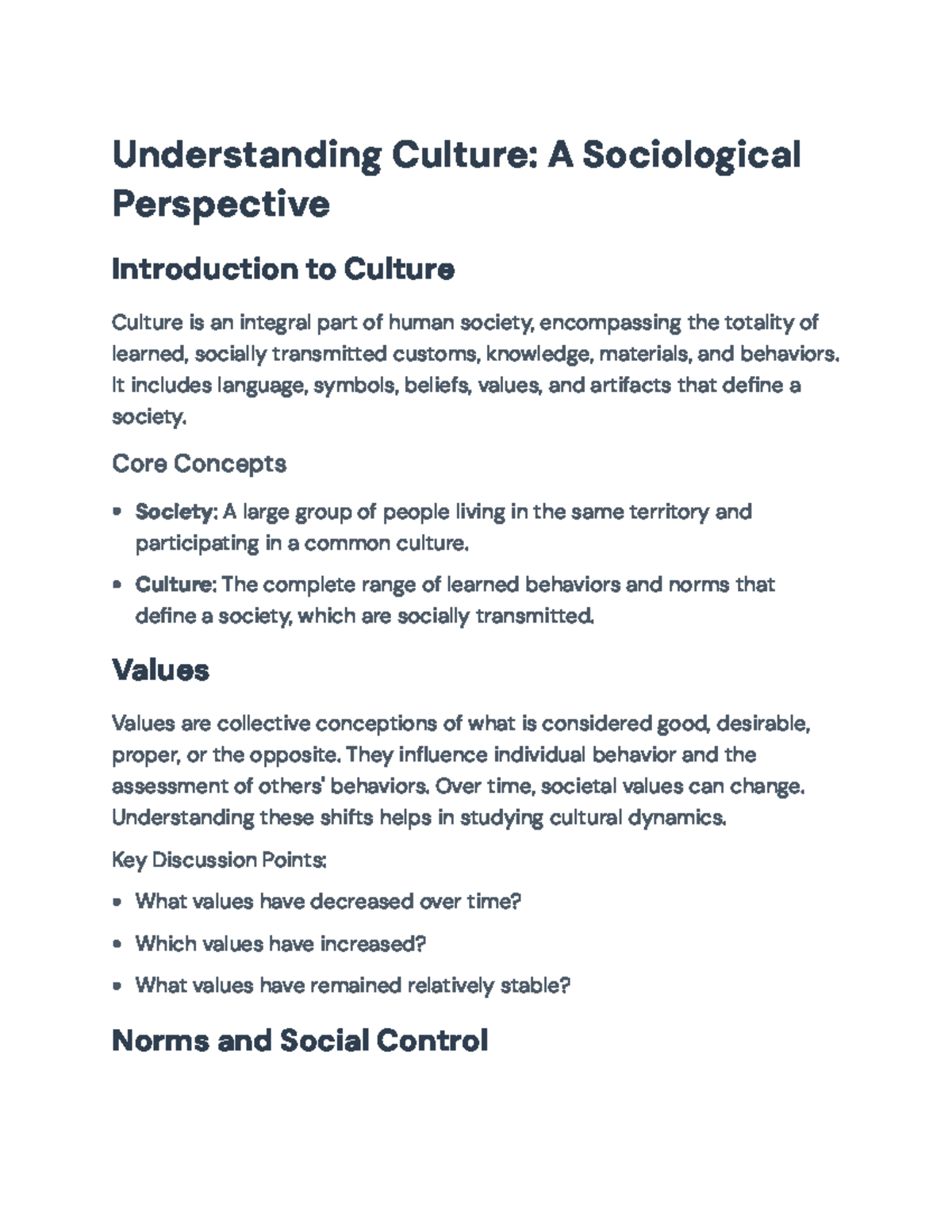 Understanding Culture: A Sociological Perspective (SOC 101 ...