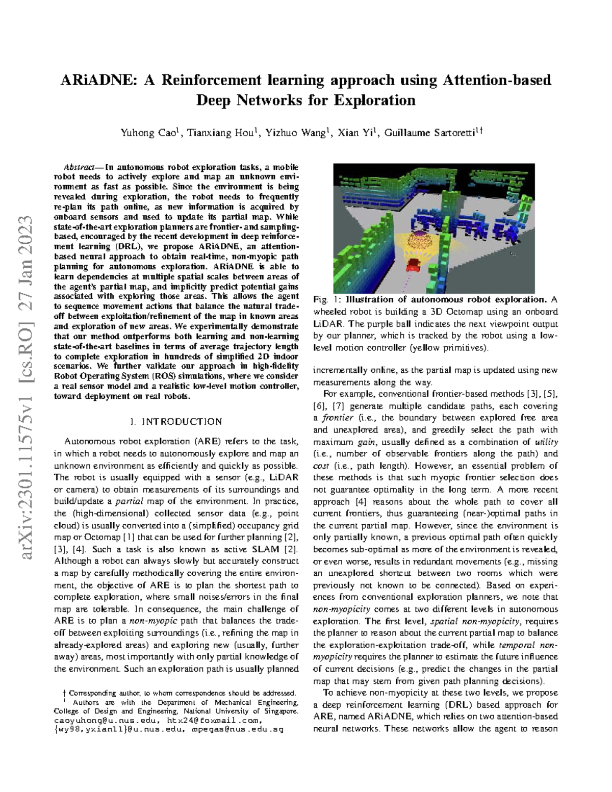 ARiADNE: Deep Reinforcement Learning for Autonomous Exploration - Studocu