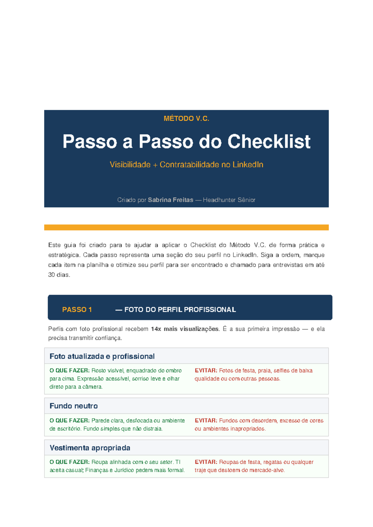 Método V.C. - Checklist Estratégico para LinkedIn: Guia Prático - Studocu