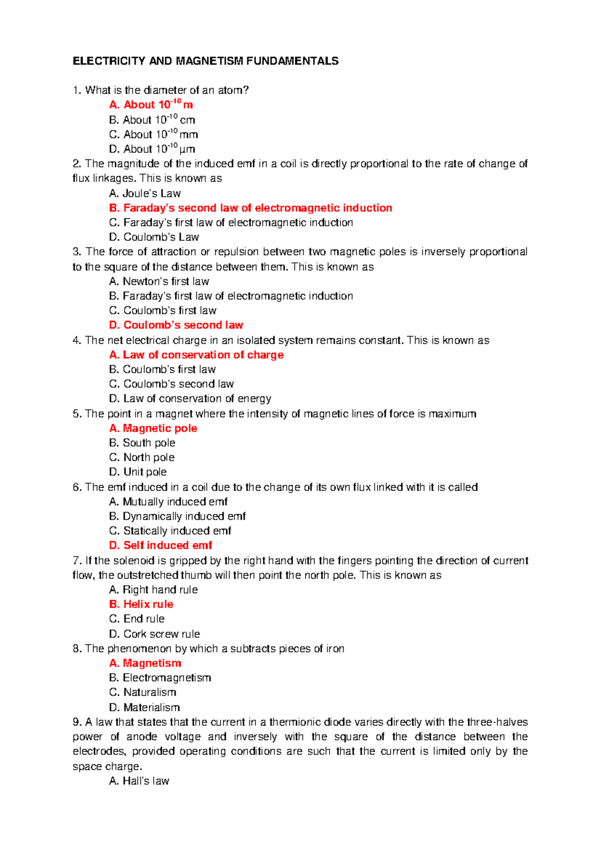Obj E&M Quiz Questions and Concepts - Studocu