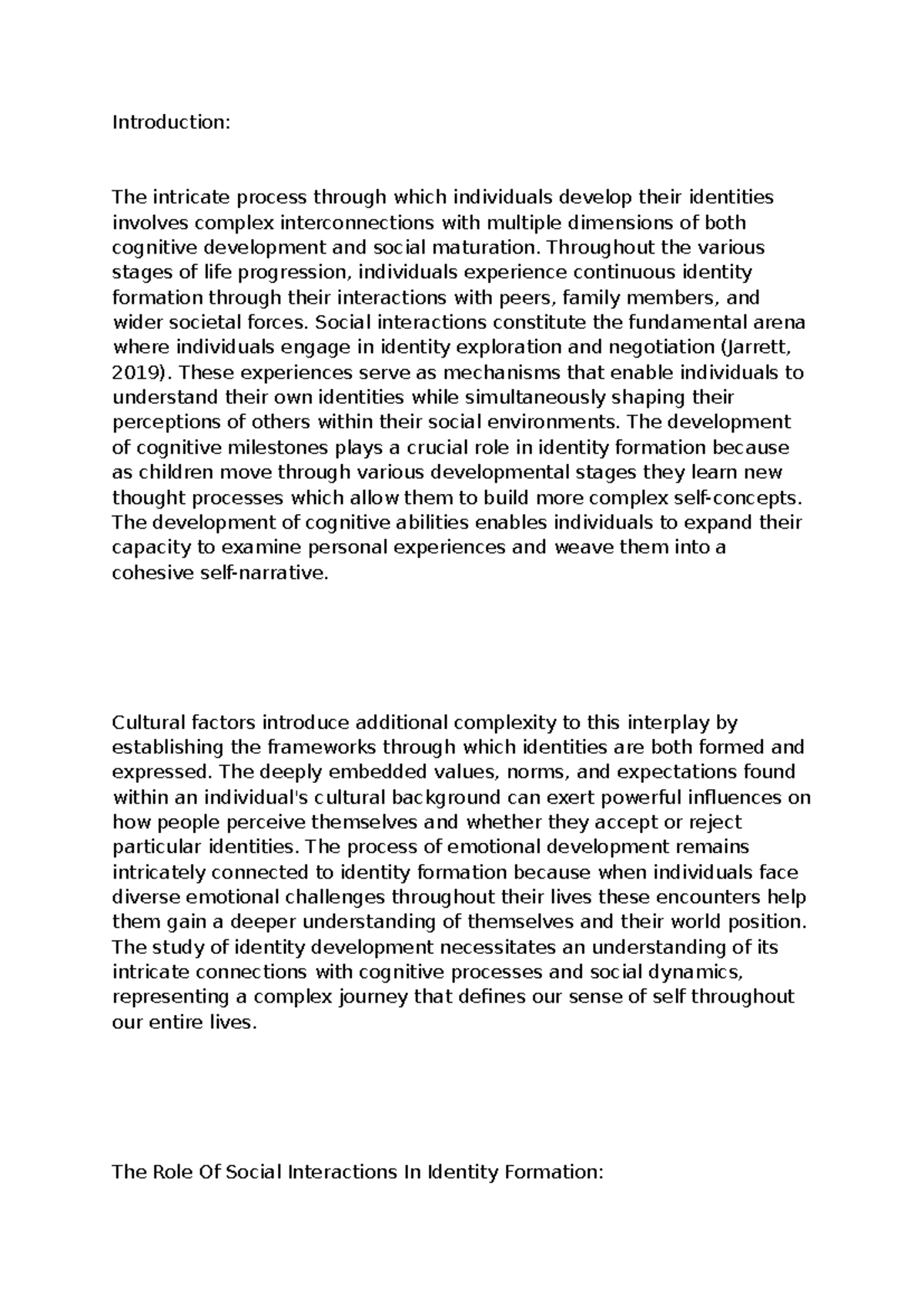 TMA02 E219 - The Interplay of Identity, Cognitive, and Social Development - Studocu