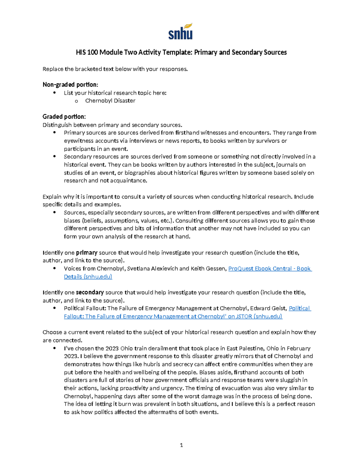 HIS 100 Module 2 Activity: Analyzing Primary & Secondary Sources - Studocu