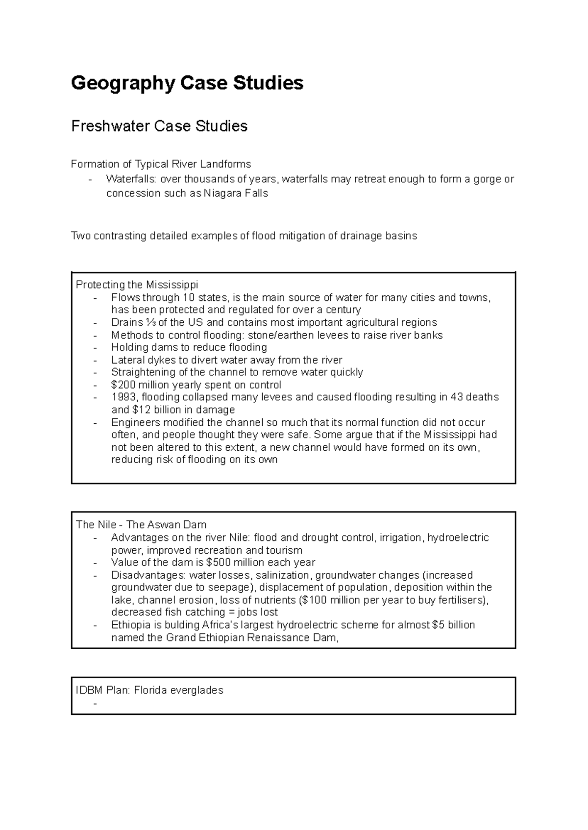 Geography Case Studies: Freshwater and Urban Environments Analysis ...