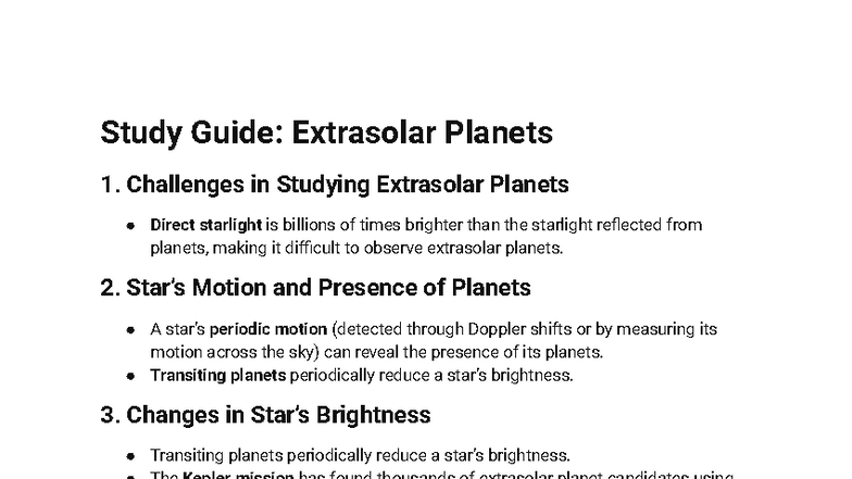 Astro 101 Study Guide: Exploring Extrasolar Planets & Life in the ...